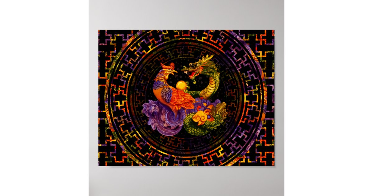 Phoenix and Dragon - in color Poster | Zazzle