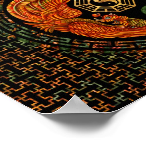 Phoenix and Dragon with bagua #2 Poster | Zazzle