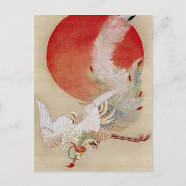 Phoenix and Sun Painting by Ito Jakuchu Postcard | Zazzle
