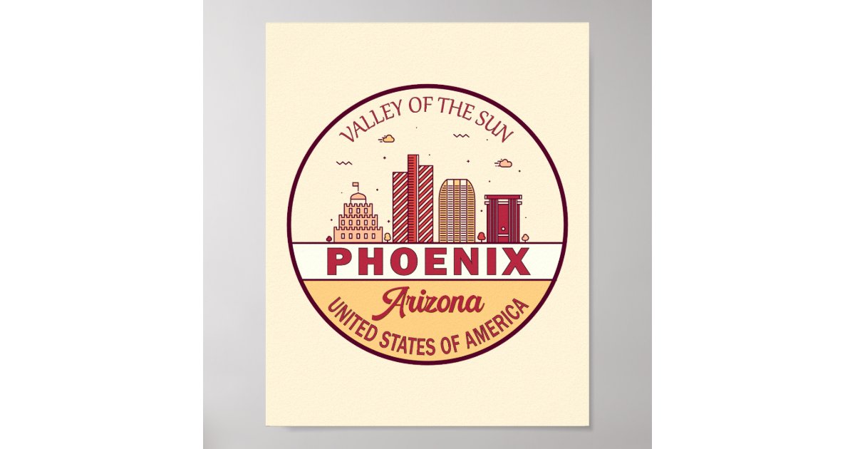 Phoenix Arizona City Skyline Emblem Poster | Zazzle