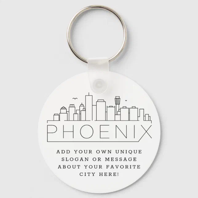 Phoenix, Arizona Stylized Skyline | Custom Slogan Keychain | Zazzle