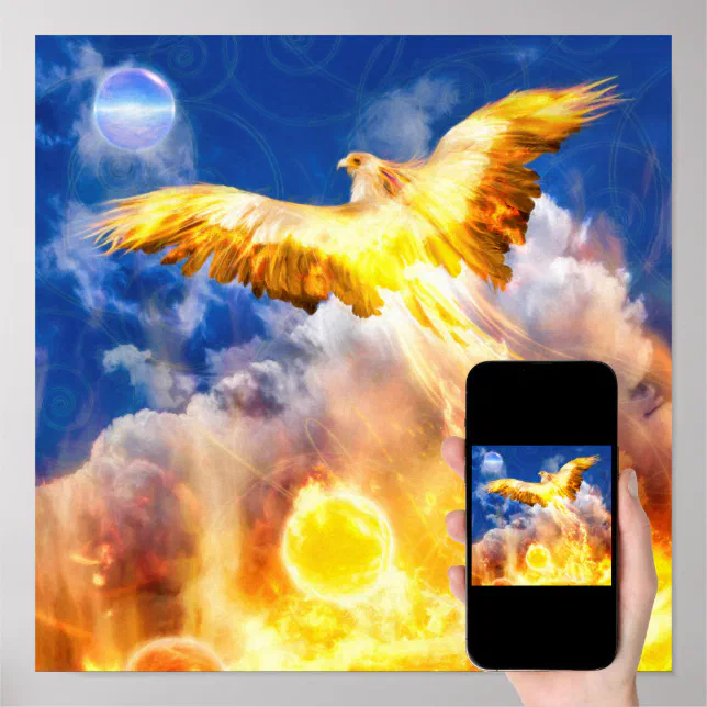 Phoenix Bird RISE ABOVE YOUR TROUBLES Poster | Zazzle