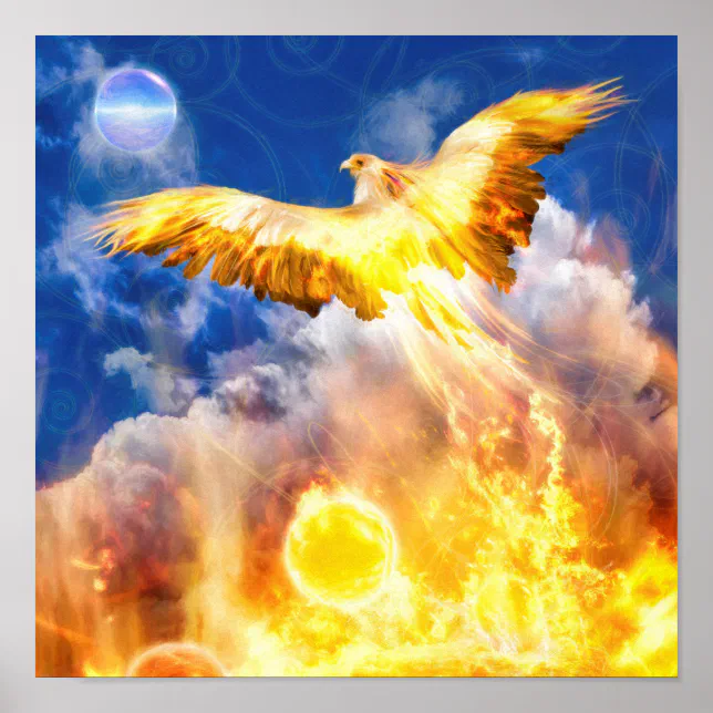 Phoenix Bird RISE ABOVE YOUR TROUBLES Poster | Zazzle