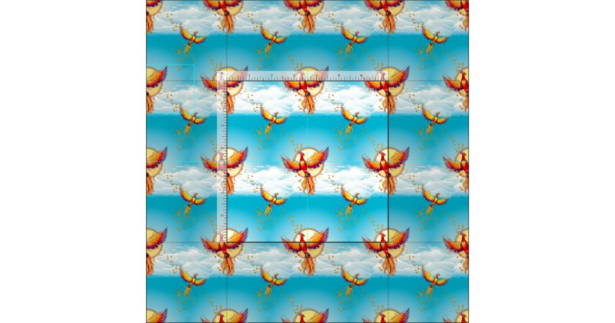 Phoenix Bird Rising Fabric | Zazzle