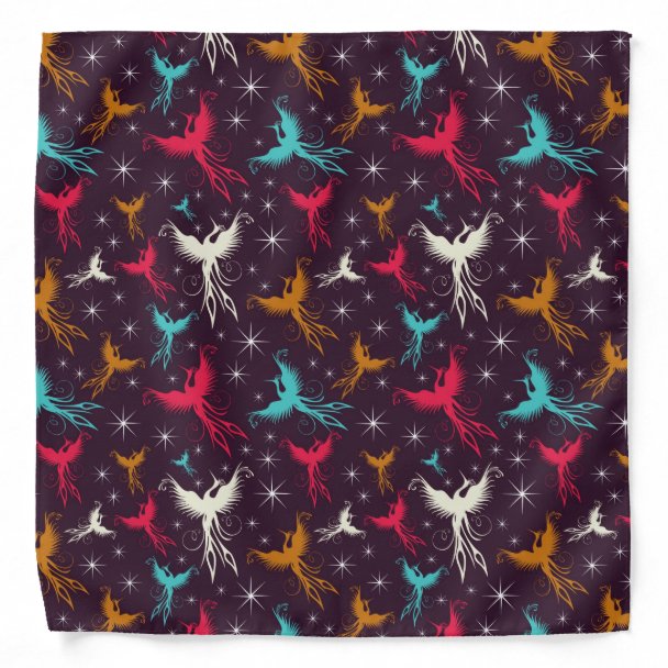 Phoenix Birds Figure Pattern Fabric | Zazzle