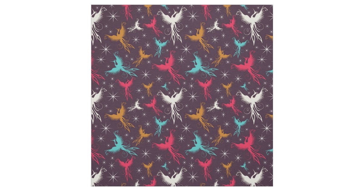 Phoenix Birds Figure Pattern Fabric | Zazzle