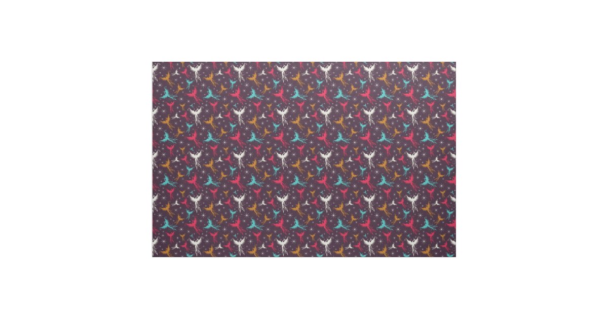 Phoenix Birds Figure Pattern Fabric | Zazzle