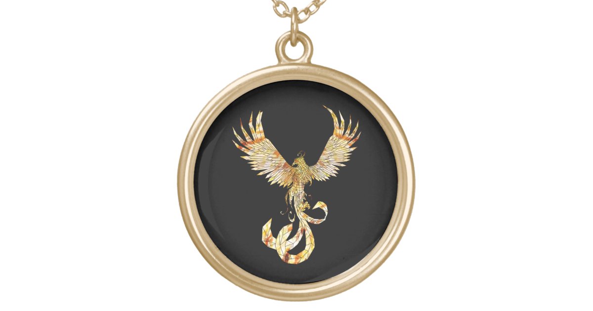 Phoenix on fire. gold plated necklace | Zazzle