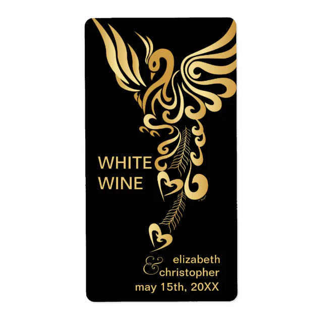 Phoenix Rising Custom Wedding Wine Labels | Zazzle