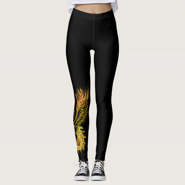 Phoenix Rising From the Flames Right leg Leggings | Zazzle