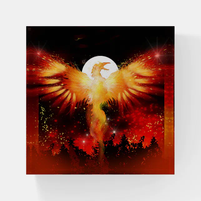 Phoenix Rising Glass Paperweight | Zazzle