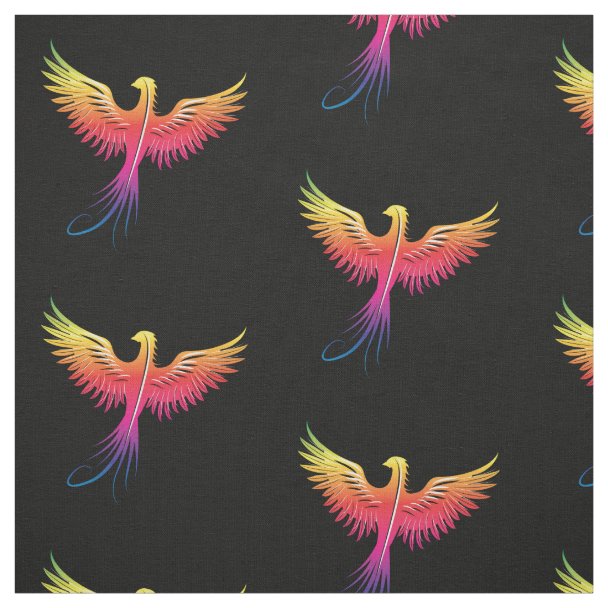 Phoenix Bird Rising Fabric | Zazzle