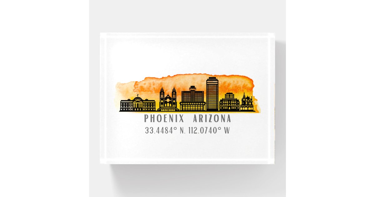 Phoenix Skyline Map Coordinates Paperweight | Zazzle