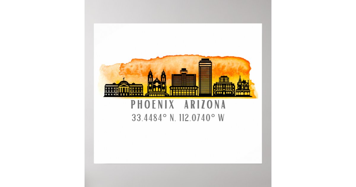 Phoenix Skyline Map Coordinates Poster | Zazzle