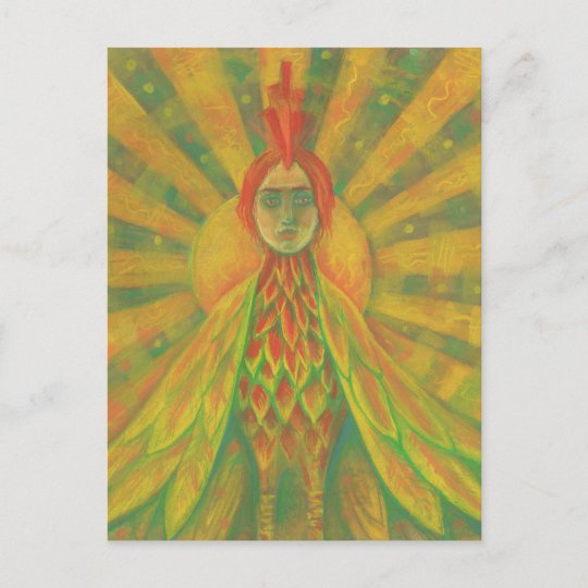 Phoenix Sun Bird Woman Goddess Fantasy Surrealism Postcard | Zazzle.com