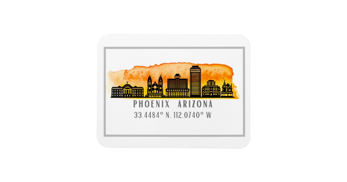 Phoenix Sunset Skyline Map Coordinates Magnet | Zazzle