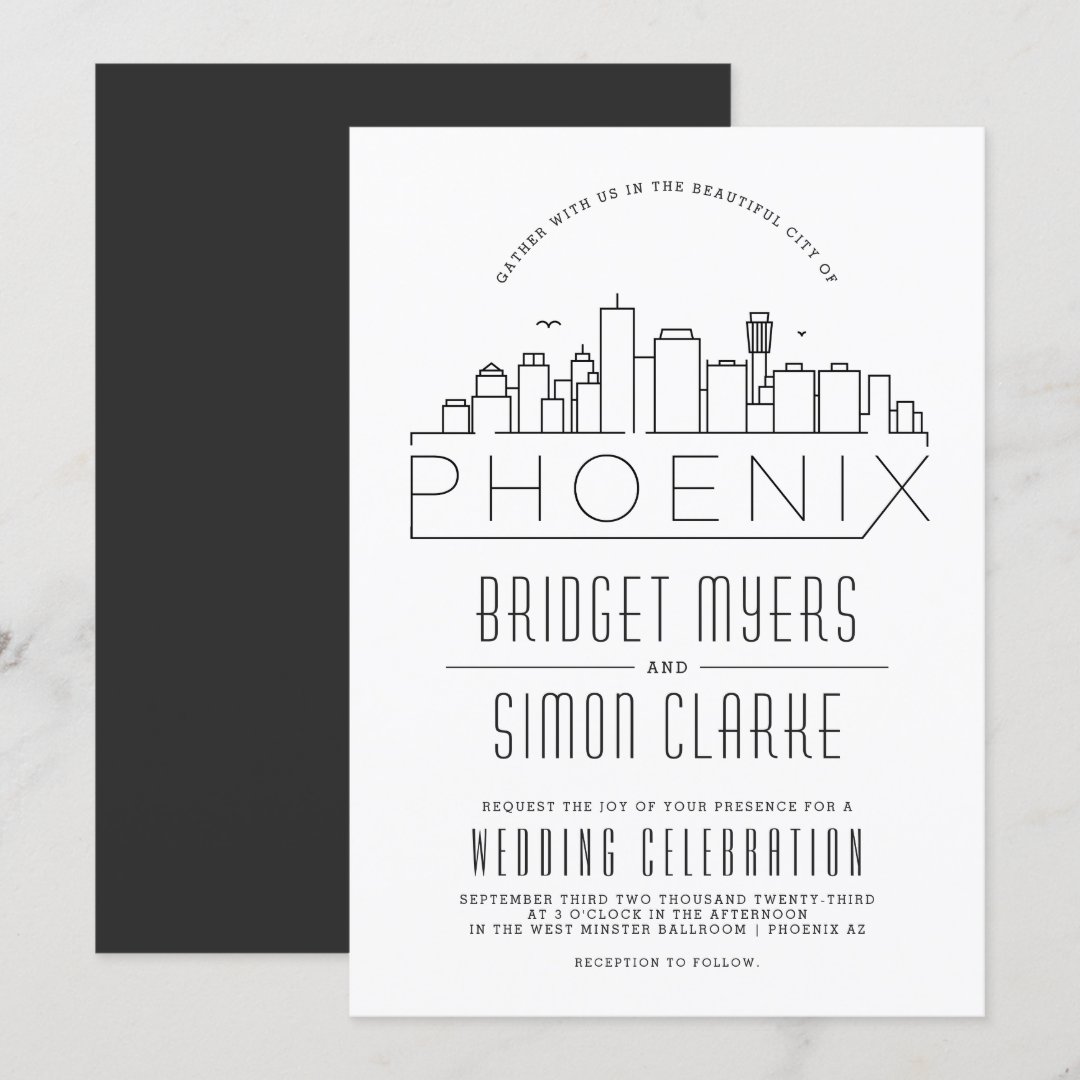 Phoenix Wedding | Stylized Skyline Invitation | Zazzle