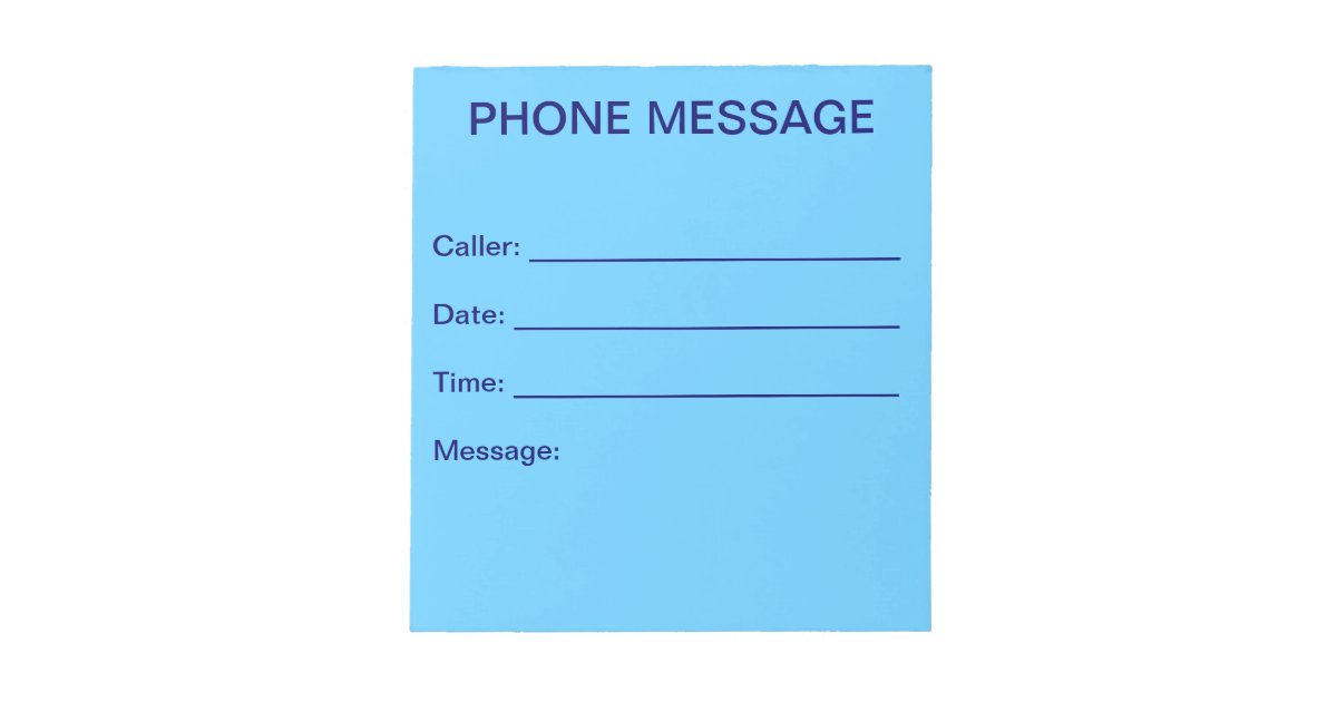 Phone Message Notepad (Sky Blue) | Zazzle