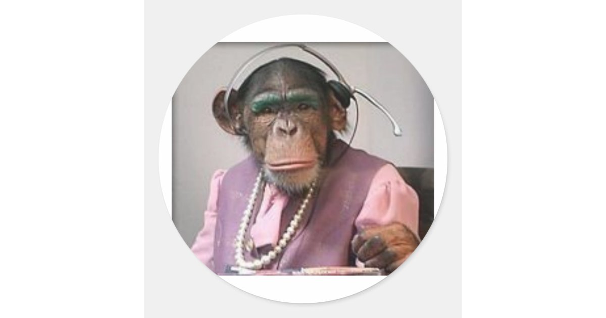 phone monkey classic round sticker | Zazzle