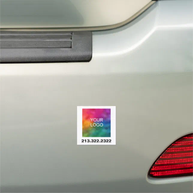 Phone Number Business Logo Template Minimalist Car Magnet | Zazzle