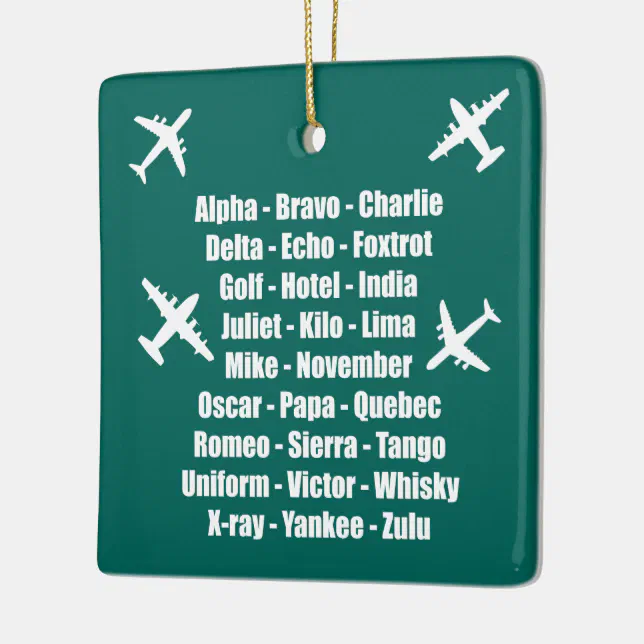 Phonetic Alphabet Air Force Blue Aeroplane Ceramic Ornament | Zazzle
