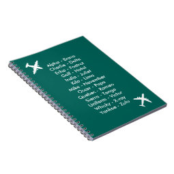 Phonetic Alphabet Airplane Blue Air Cadet Notebook | Zazzle