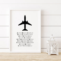Phonetic Alphabet, Aviation Wall Art, Pilot Gift Poster | Zazzle