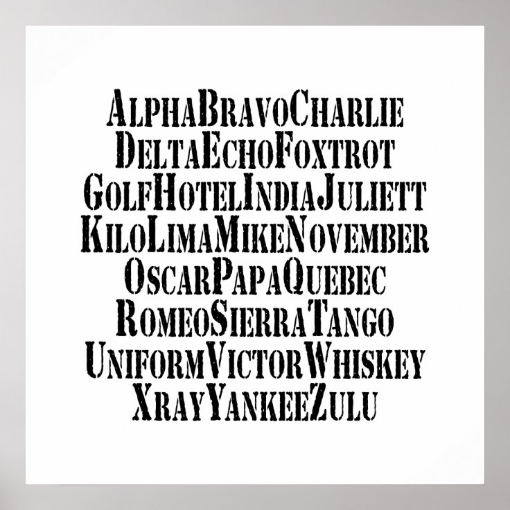 PHONETIC ALPHABET / CODE WORDS POSTER | Zazzle