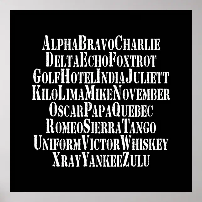 PHONETIC ALPHABET / CODE WORDS POSTER | Zazzle