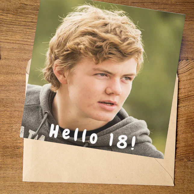 Photo 18th birthday party hello 18 boy black invitation | Zazzle