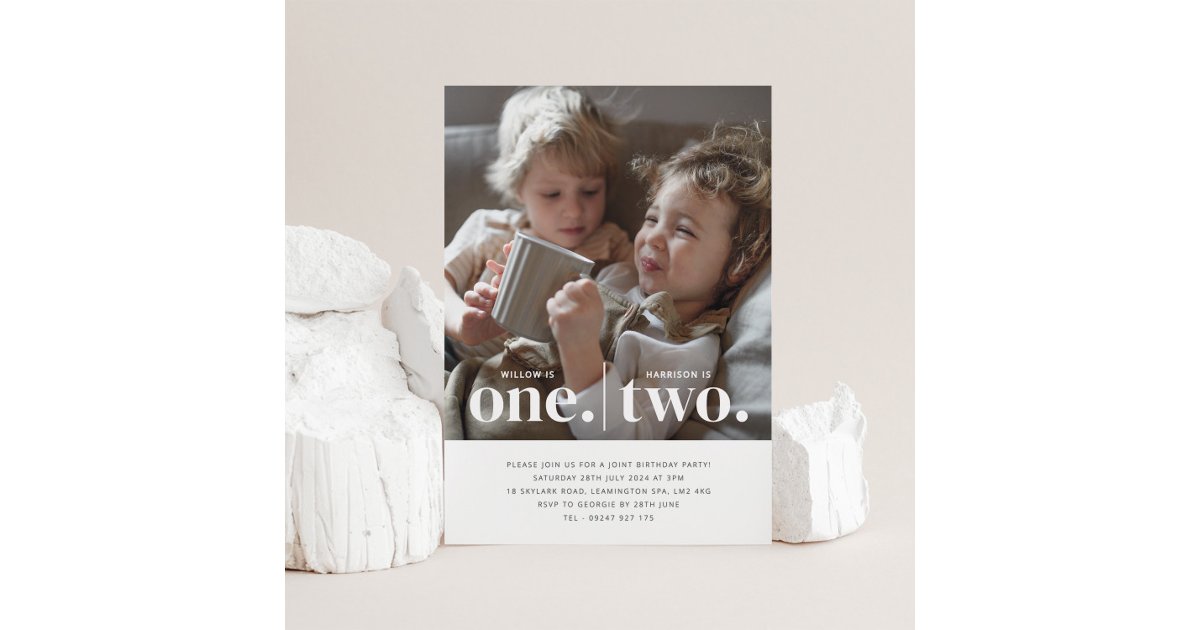 Photo 1st and 2nd Joint Birthday Invitation | Zazzle