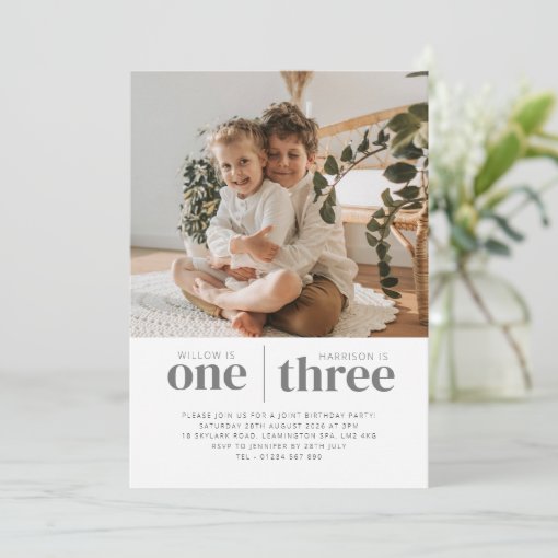 Photo 1st and 3rd Joint Birthday Invitation | Zazzle