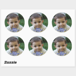 Photo 1st Birthday Party Favor Labels|Sticker Classic Round Sticker ...