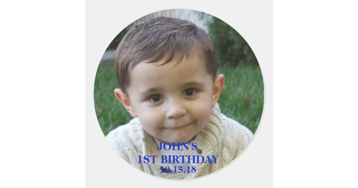 Photo 1st Birthday Party Favor Labels|Sticker Classic Round Sticker ...