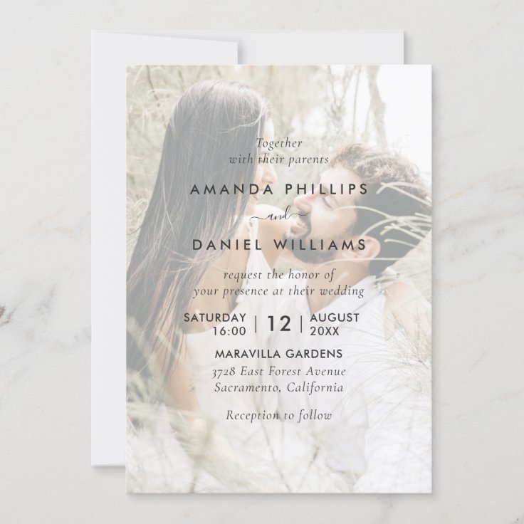 Photo 4 Overlay Elegant Modern Wedding Invitation | Zazzle