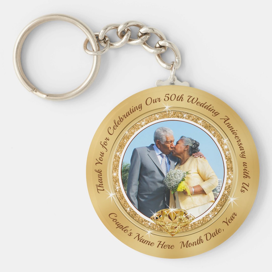 Photo 50th Wedding Anniversary Giveaways Favors Keychain | Zazzle