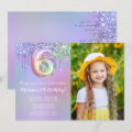 Photo 6th Purple Pink Glitter Birthday Party Invitation | Zazzle