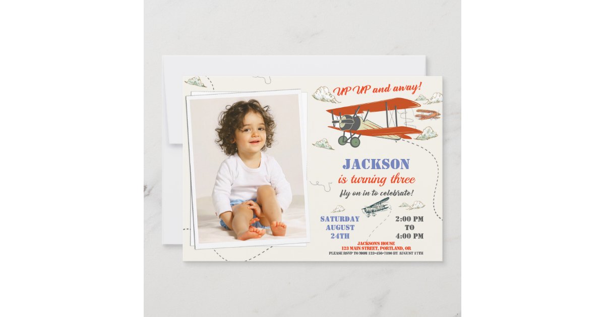 Photo Airplane birthday invitation Pilot party | Zazzle