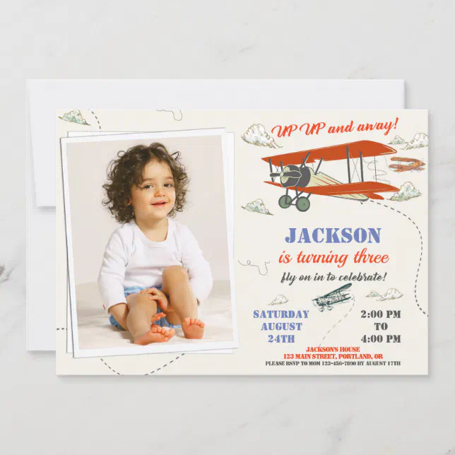 Photo Airplane birthday invitation Pilot party | Zazzle