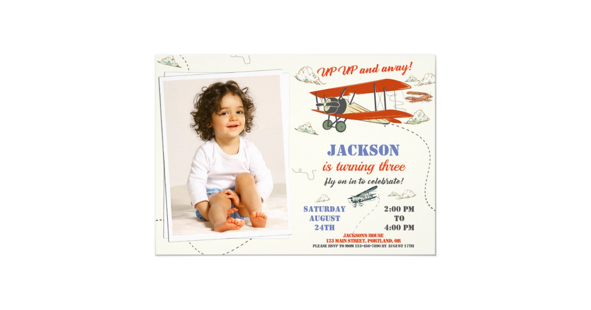 Photo Airplane birthday invitation Pilot party | Zazzle.com