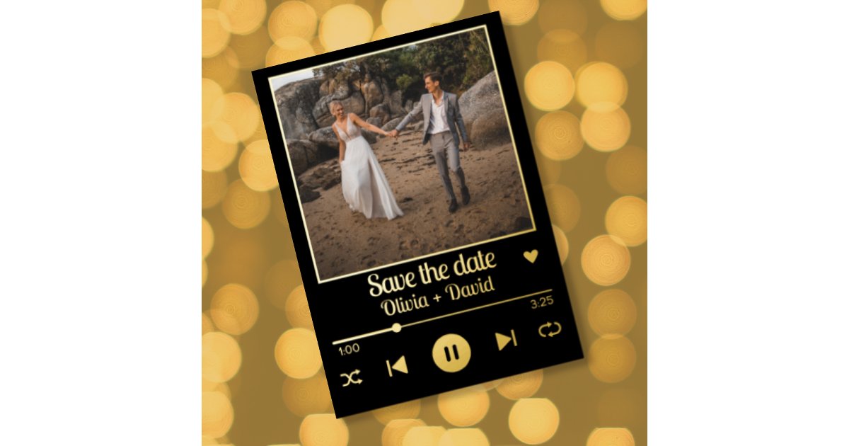 Photo Album Cover Music Playlist Save the Date Foil Invitation | Zazzle