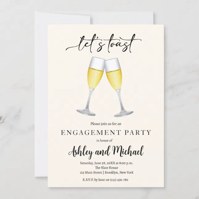 Photo and Champagne Engagement Party Invitation | Zazzle