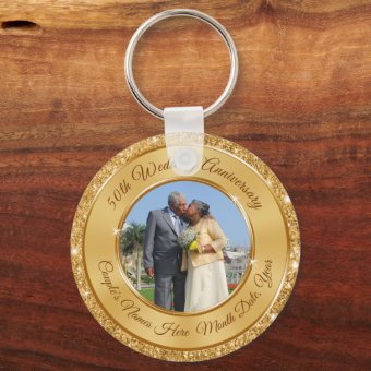 Photo and Personalized 50th Anniversary Favors Keychain | Zazzle