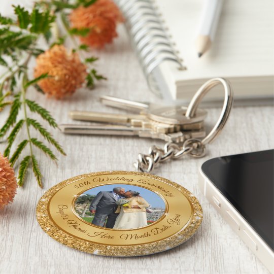 Photo and Personalized 50th Anniversary Favors Keychain | Zazzle.com