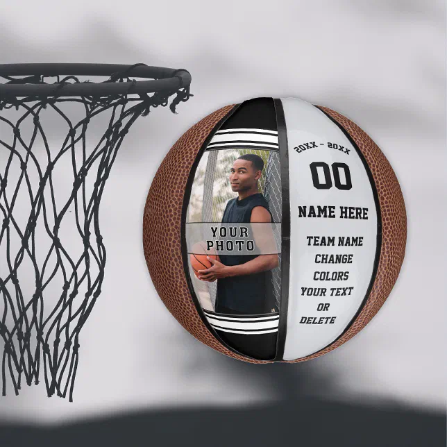 PHOTO and Personalized Mini Basketball Your Colors | Zazzle