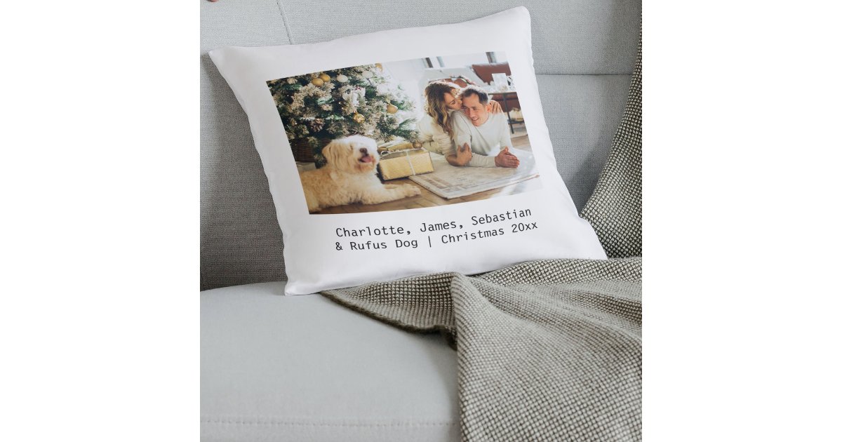 Photo and Text Custom Personalized Throw Pillow | Zazzle