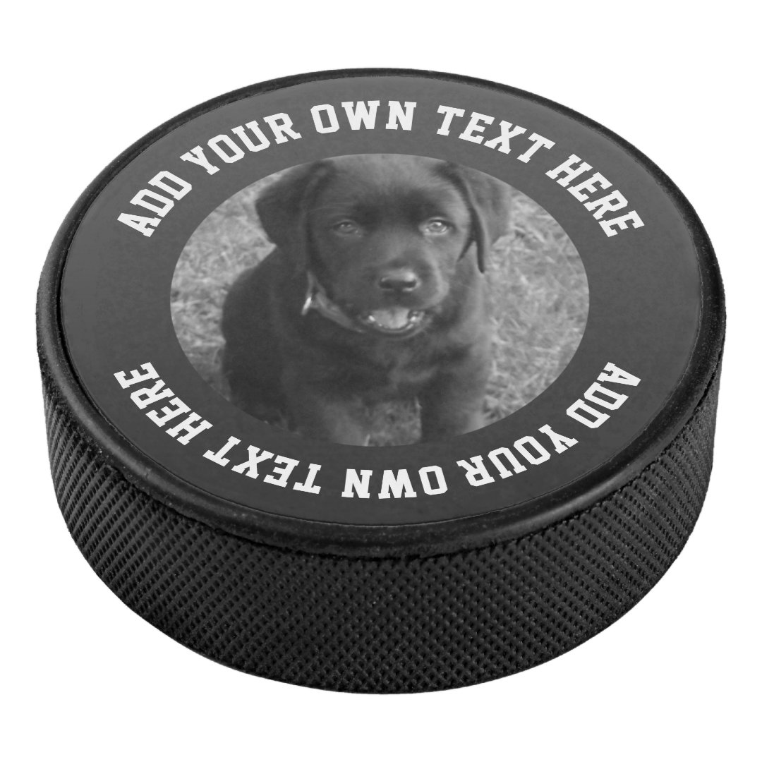 Photo And Text Personalized Unique Hockey Puck | Zazzle