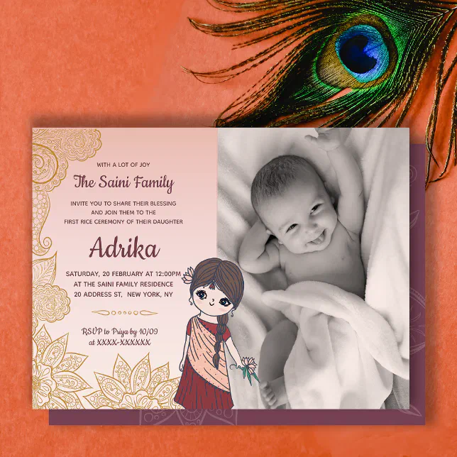Photo Annaprashan First Rice Ceremony Invitation | Zazzle