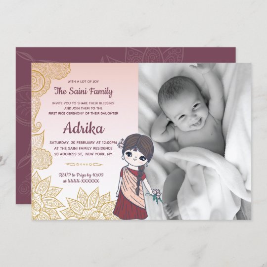 Photo Annaprashan First Rice Ceremony Invitation | Zazzle.com