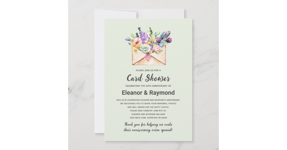 Photo Anniversary Card Shower Invitation | Zazzle